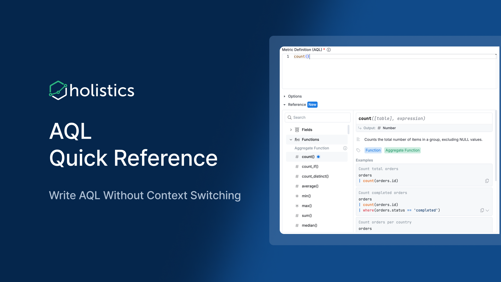 AQL Cheatsheet - Functions | Holistics Docs (4.0)